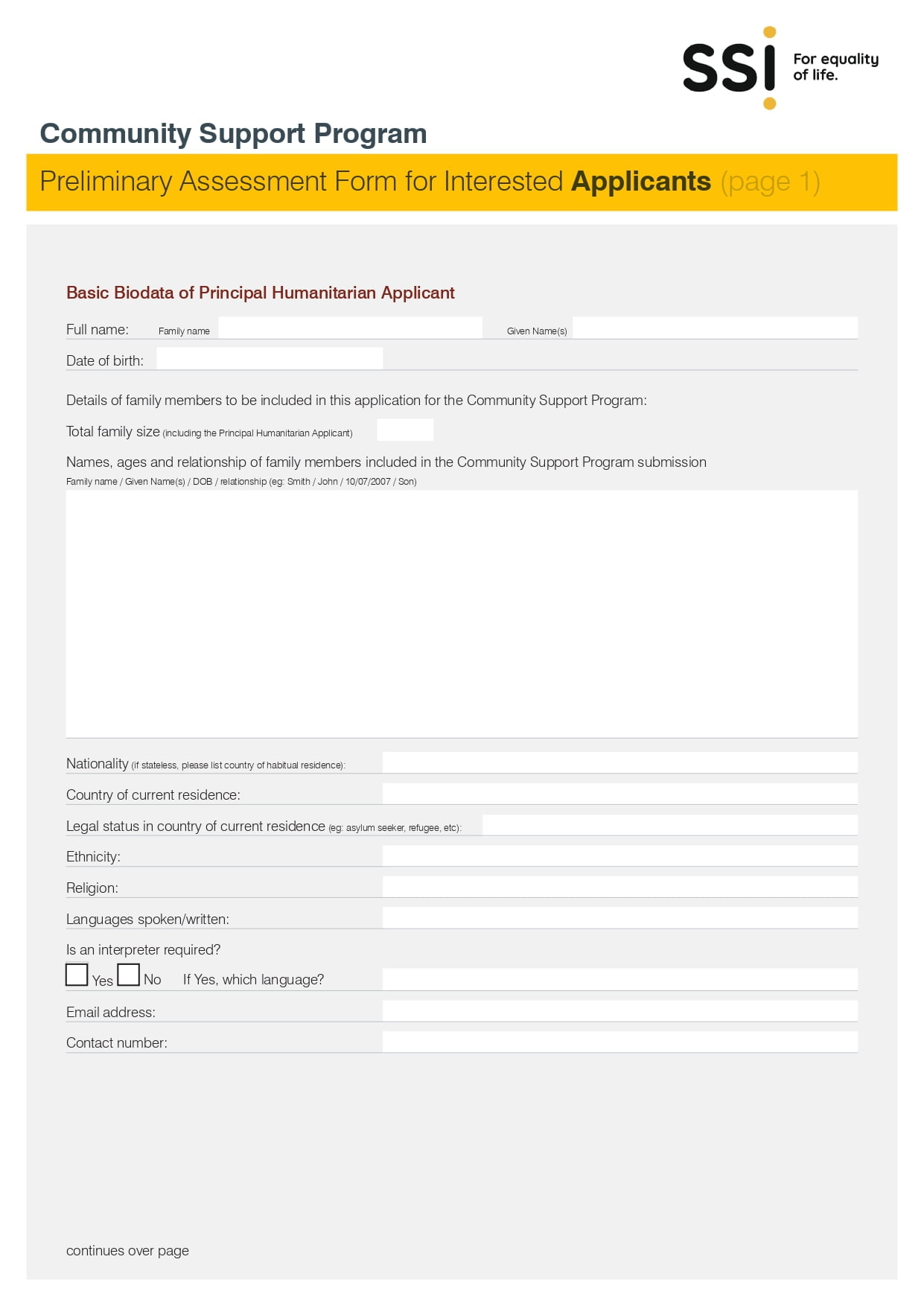 Community Support Program - SSI